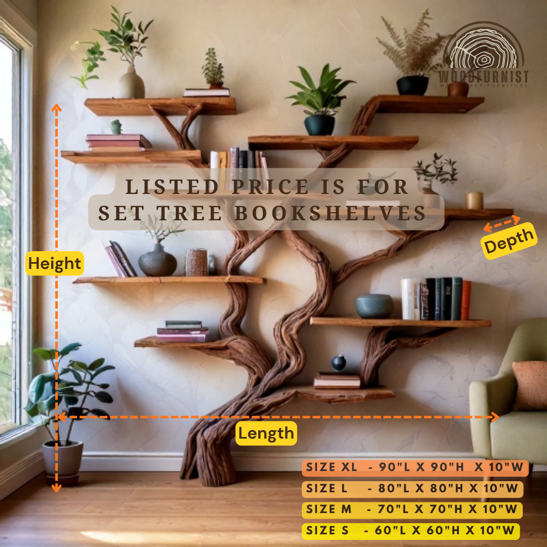Rustic Driftwood Tree Bookshelf| Handcrafted Natural Wood Shelf for Bo ...
